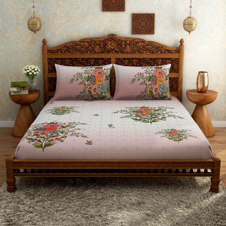 Buy SPACES Rangana Printed 3-Piece Double Bedsheet Set - 274 x 274 cm ...