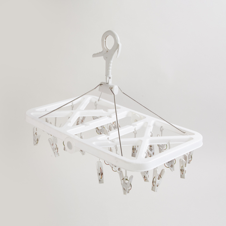 Buy Orion Solid Single Pc. Hanger with 24 Clips - 45 cm x 26 cm x 30 cm ...